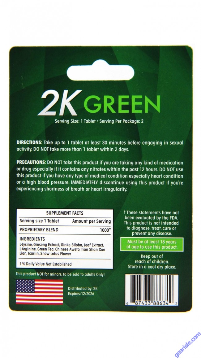 2K Kangaroo Green Double Pill Male Enhancer Max Strength