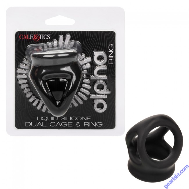 Buy CalExotics Alpha Liquid Silicone Stretchy Dual Cage Cock Ring
