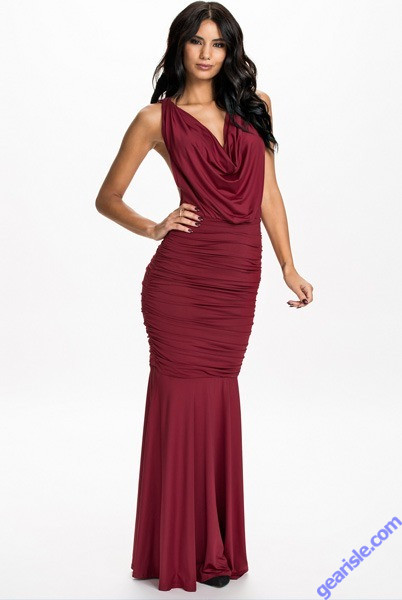 Buy Evening Draped Open Back Chain Decoration 9336 Dress