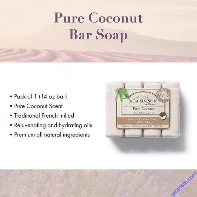 Buy Pure Coconut Moisturizing Bar Soap A La Maison 100% Natural ...