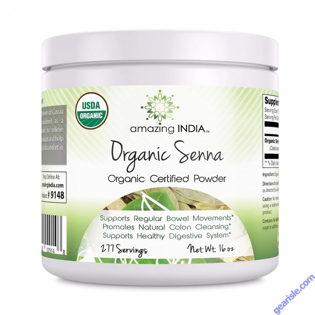 Amazing India Organic Senna Powder Natural Digestive Health Aid 16 Oz ...
