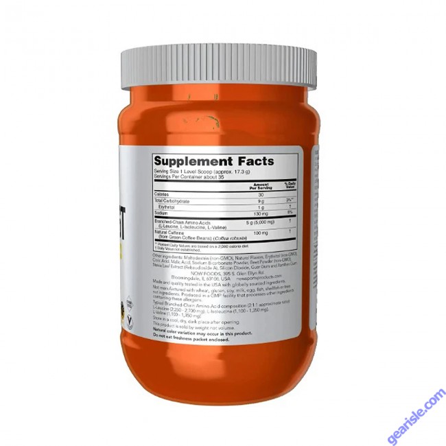 NOW Sports BCAA Blast Powder Energy Boost 5g BCAAs & 100mg Caffeine ...