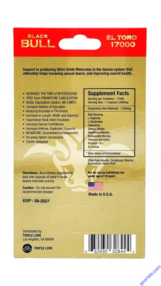 Black Bull El Toro 17000 Male Enhancer 12-Day Power
