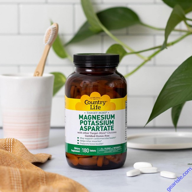 Buy Country Life Magnesium Potassium Aspartate Supports Heart & Bones ...