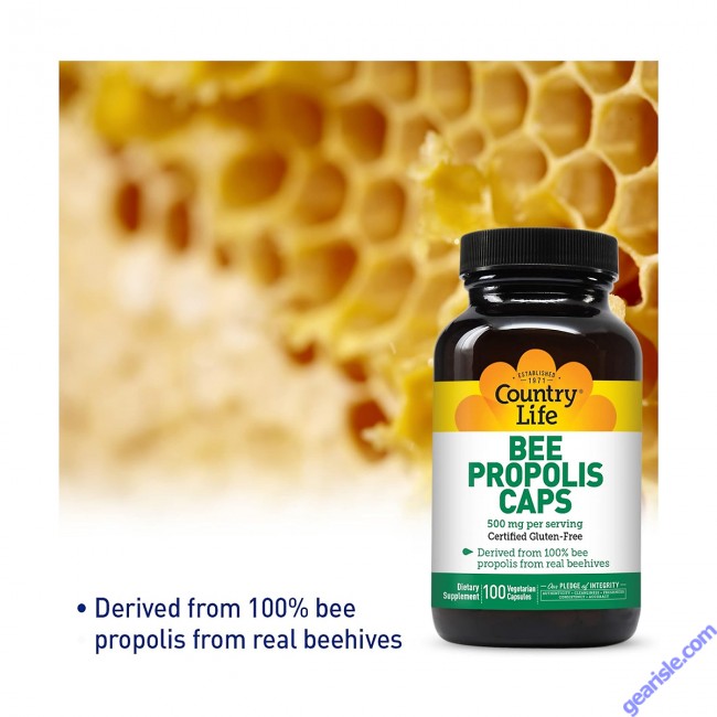 Buy Country Life Bee Propolis Caps 500mg Gluten Free 100 Vegetarian ...