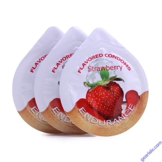 Endurance Strawberry 3 Pack of Flavored Lubricated Condoms