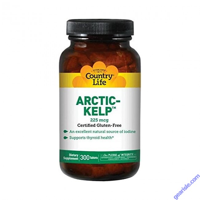 Country Life Arctic Kelp 225 mcg Natural Iodine Thyroid Support 300 ...