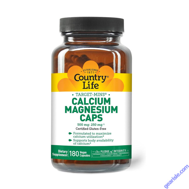 Buy Country Life Calcium Magnesium Caps Bone Health Support 180 Vegan ...