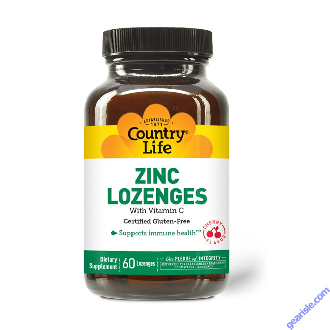Buy Country Life Zinc Lozenges Vitamin C & Cherry Flavor Gluten Free 60 ...