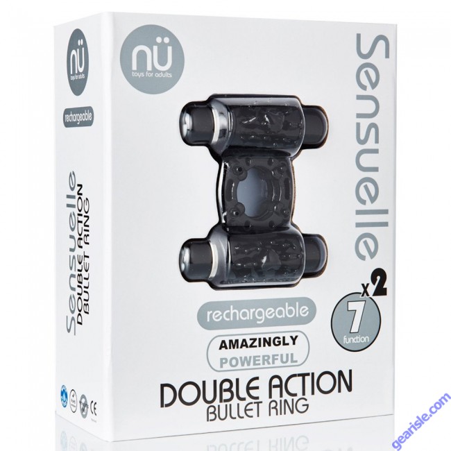 Buy Sensuelle Black Double Action 7 Function Bullet Cock Ring