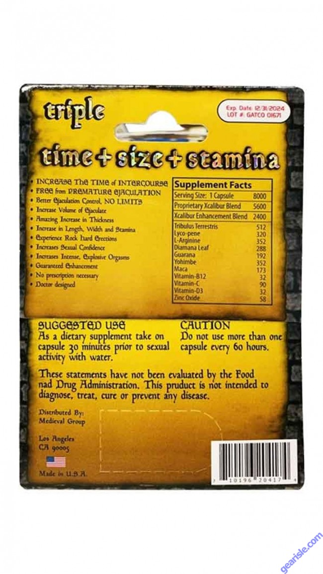 Xcalibur Gold 8000 Male Enhancement Performance Pill