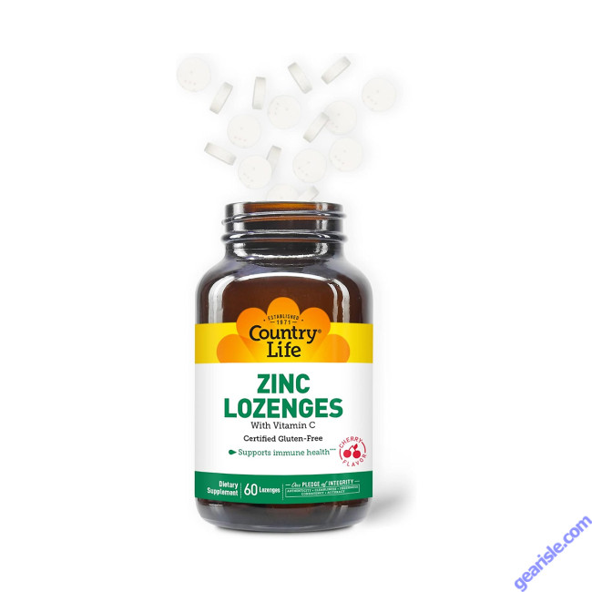 Buy Country Life Zinc Lozenges Vitamin C & Cherry Flavor Gluten Free 60 ...