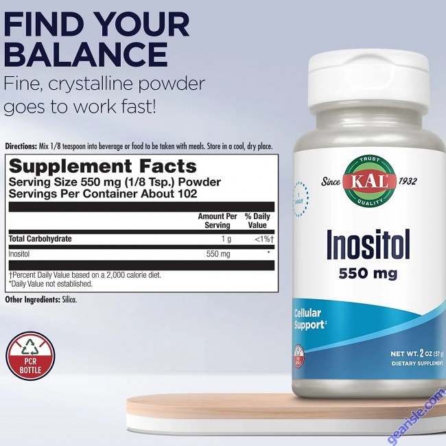 Buy KAL Inositol Powder Cellular Support Supplement & Enhanced Health 8 Oz