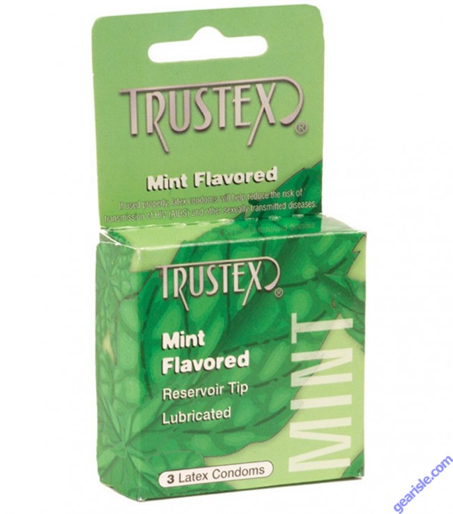 Buy Mint Flavored 3 Lubricated Latex Condoms Trustex