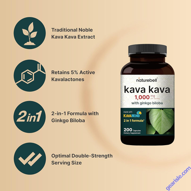 Buy NatureBell Kava Kava Supplement 1000mg Herbal Blend Relaxation 200 ...