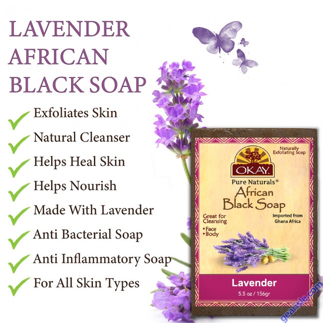 Buy OKAY African Black Soap Lavender Natural Skin Cleanser 5.5 oz