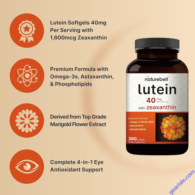 Buy NatureBell High Potency Lutein 40mg Omega 3s & Antioxidants 360 ...