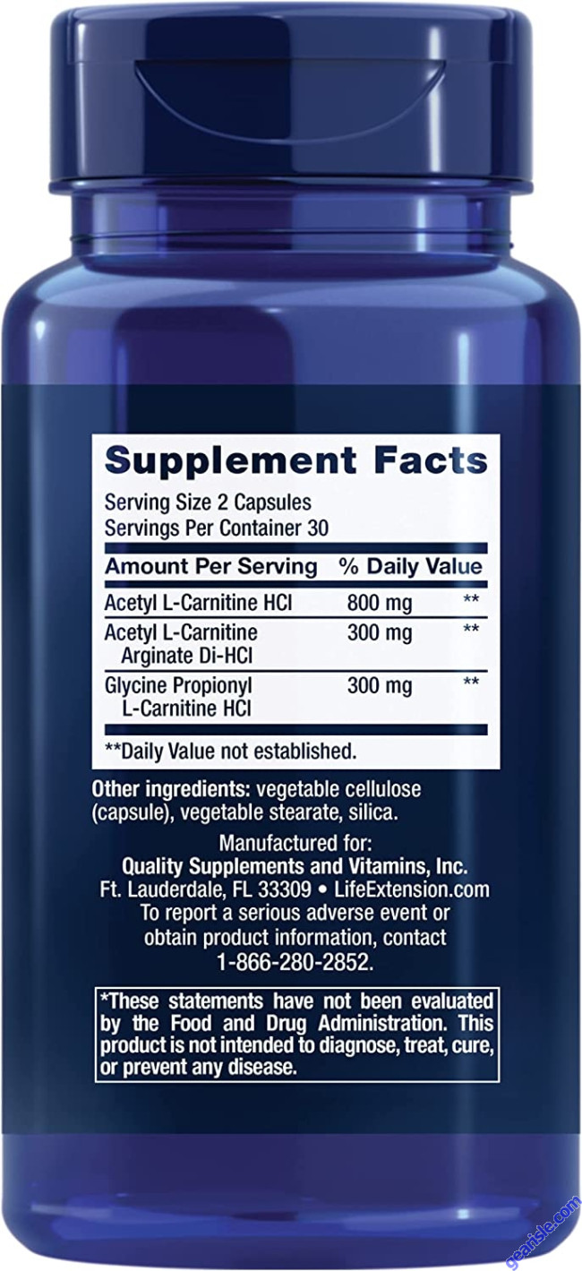 Buy Life Extension Nervous System Health Optimized Carnitine 60 Caps