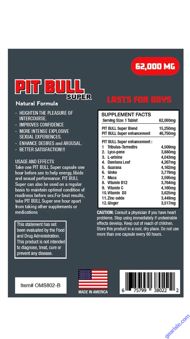 Pit Bull Super Male Enhancement Pill | Intense, Long-Lasting Sexual ...