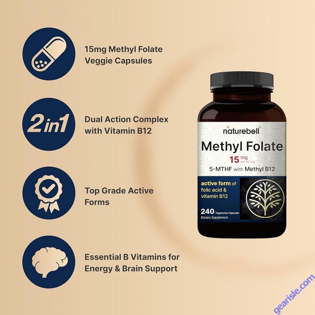 Buy NatureBell Methyl Folate High Potency B12 Energy & Cognitive ...