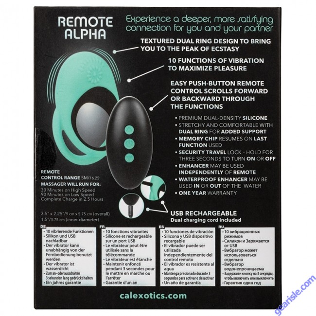 CalExotics Link Up Remote Alpha Vibrating 10 Function Cock Ring