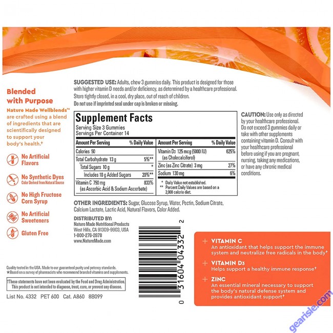 Nature Made Wellblends ImmuneMAX Tangerine Gummies 42 Gummies - Supplements