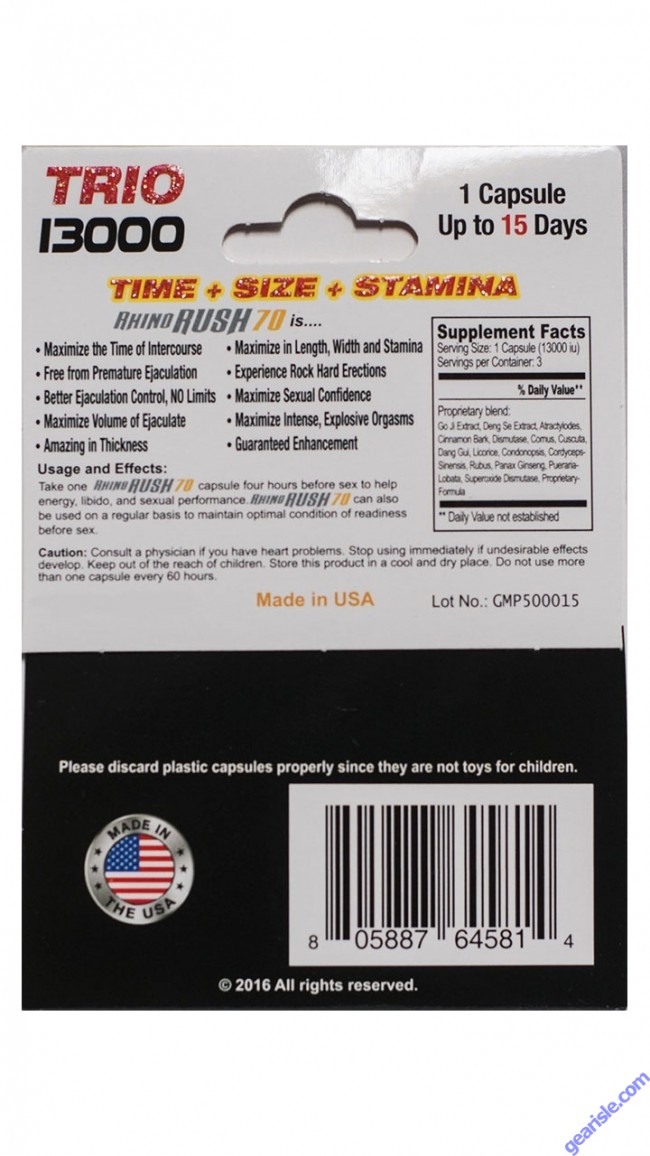 Rush 70 XP Trio 13500 Pill – 15 Days of Performance