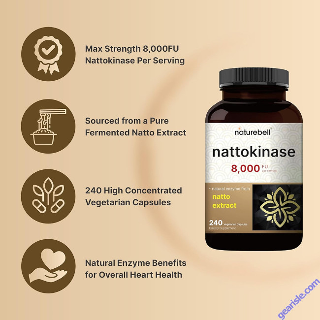 NatureBell Nattokinase Supplement Heart Health Support 240 Veggie ...