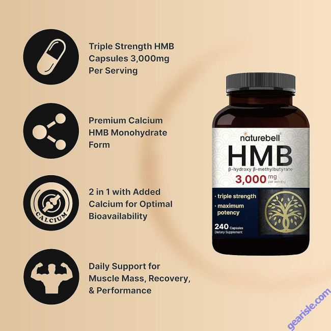 Buy NatureBell HMB 3000mg Triple Strength Supplement 240 Capsules ...
