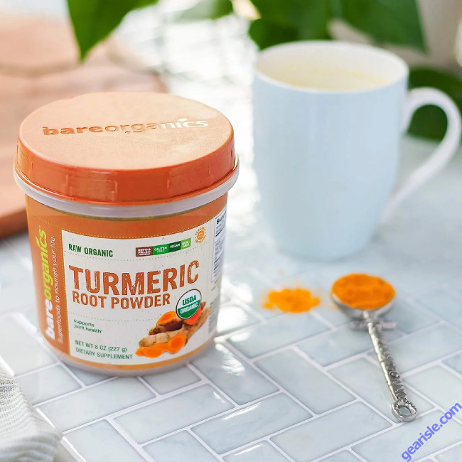 Organic Turmeric Root Powder Joint Health Support BareOrganics 8 Oz ...
