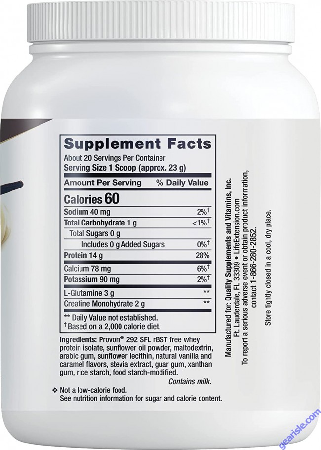 Life Extension Wellness Code Advanced Vanilla Whey Protein Isolate 14G