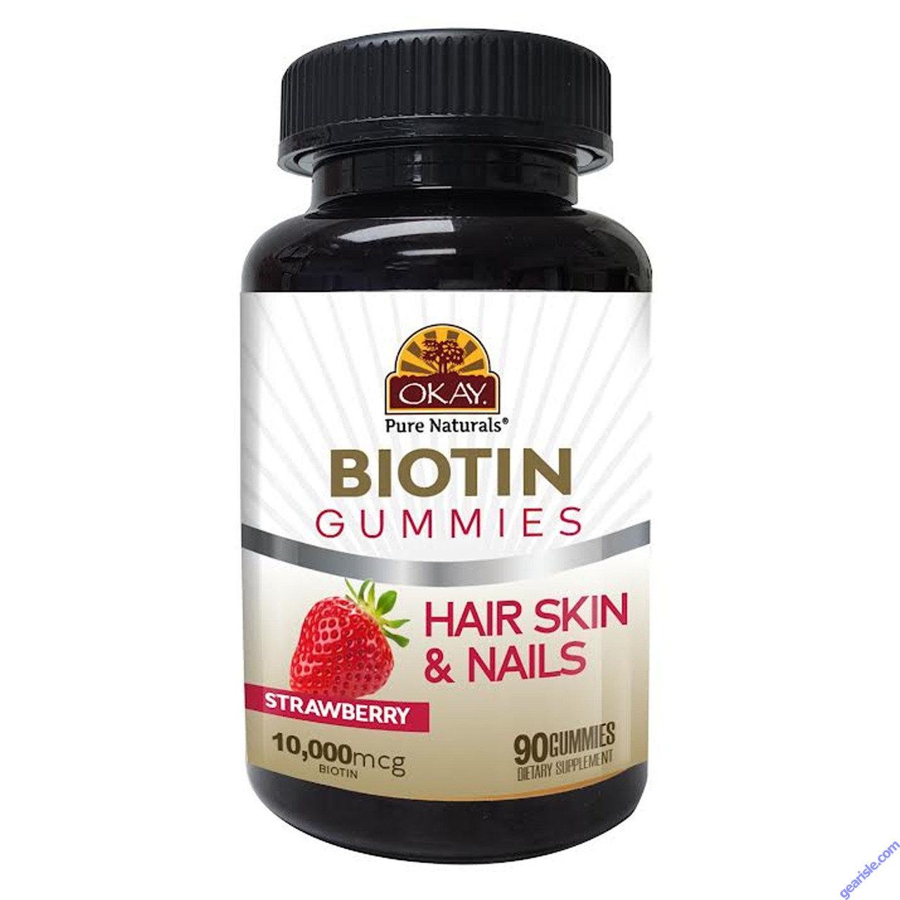 Buy OKAY Gummies Biotin 90 Count Strawberry Flavor Hair Skin Nail Support
